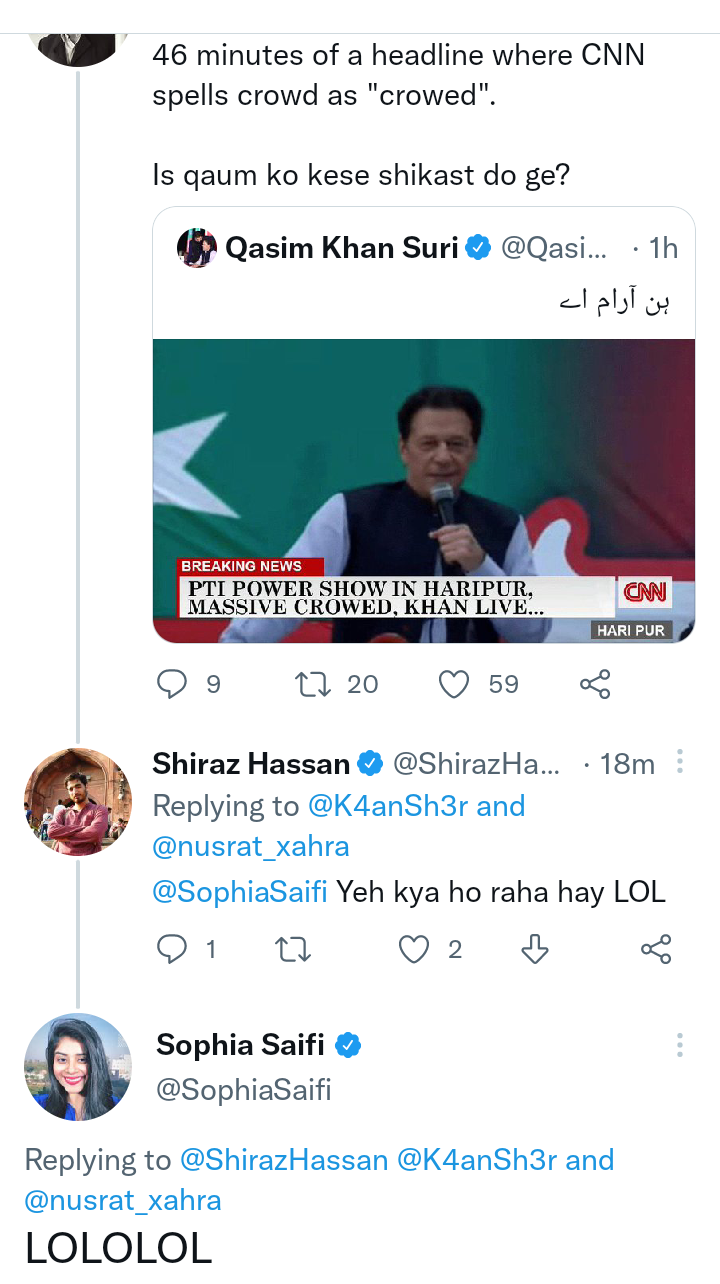 CNN journalist reacts to Qasim Suri's tweet on Imran Khan's Haripur rally