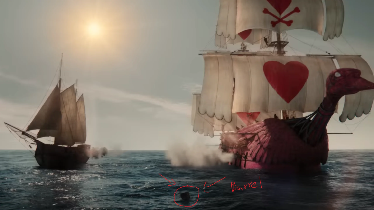 One Piece Live Action: Luffy's in the 'barrel' shown floating near ships?